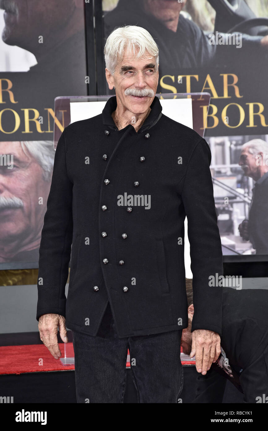 Hollywood, California. 07th Jan, 2019. Sam Elliott attends his hand and ...