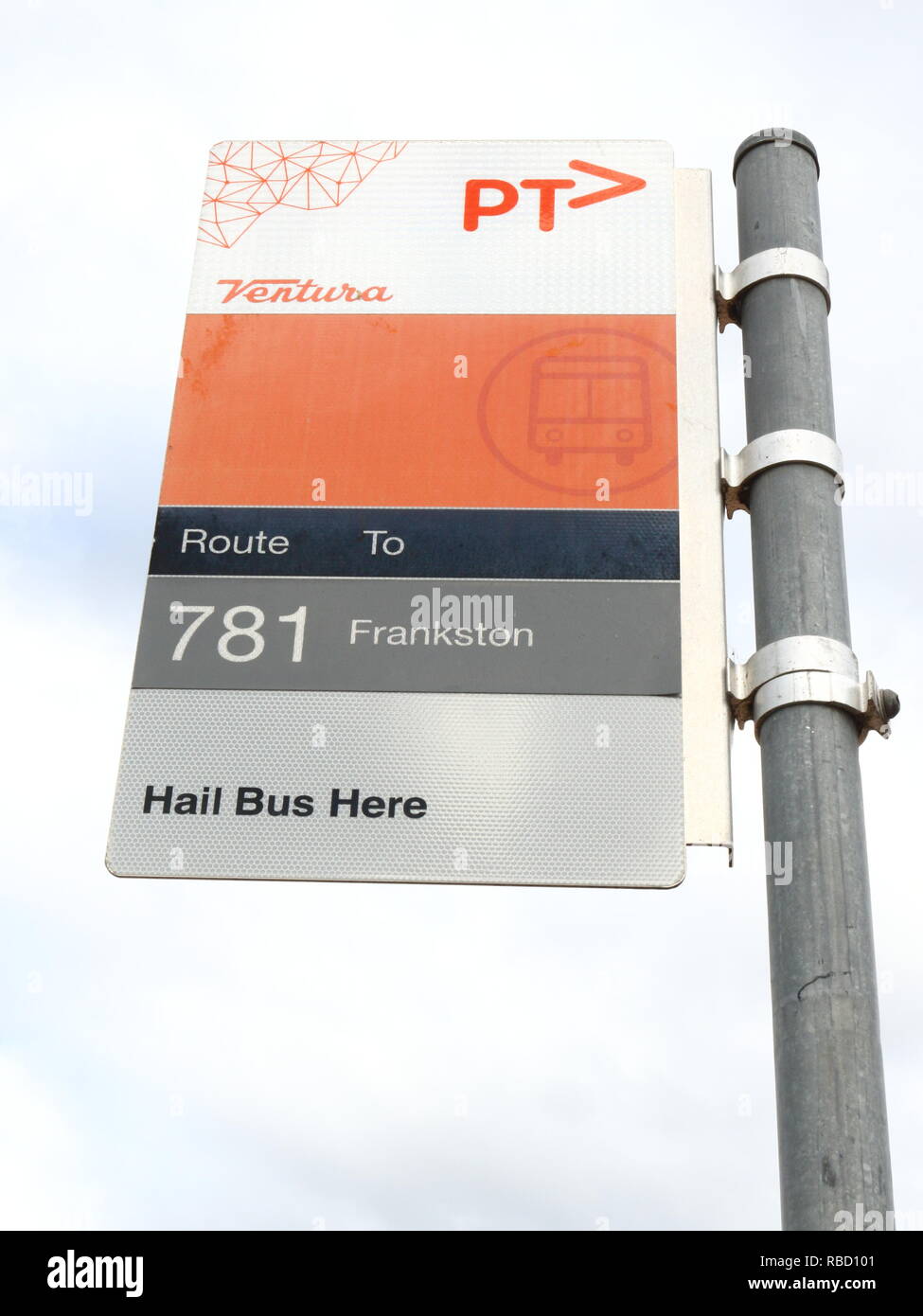 May 2, 2016 - Melbourne, Victoria, Australia - Bus stop sign seen in ...