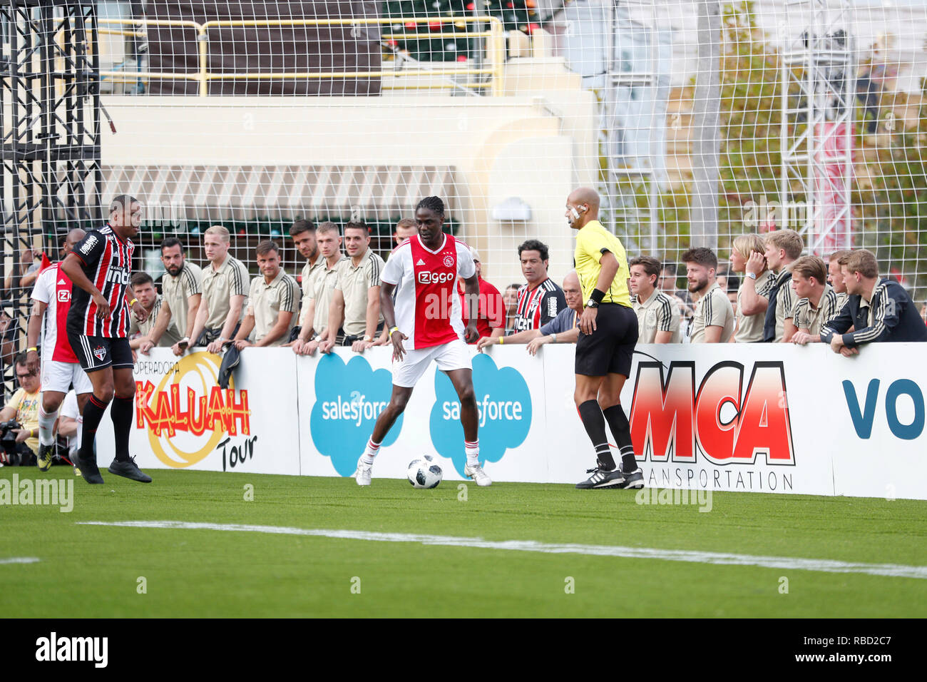 ORLANDO, 08-01-2019 , Mario Melchiot with Ajax legends against Sao ...