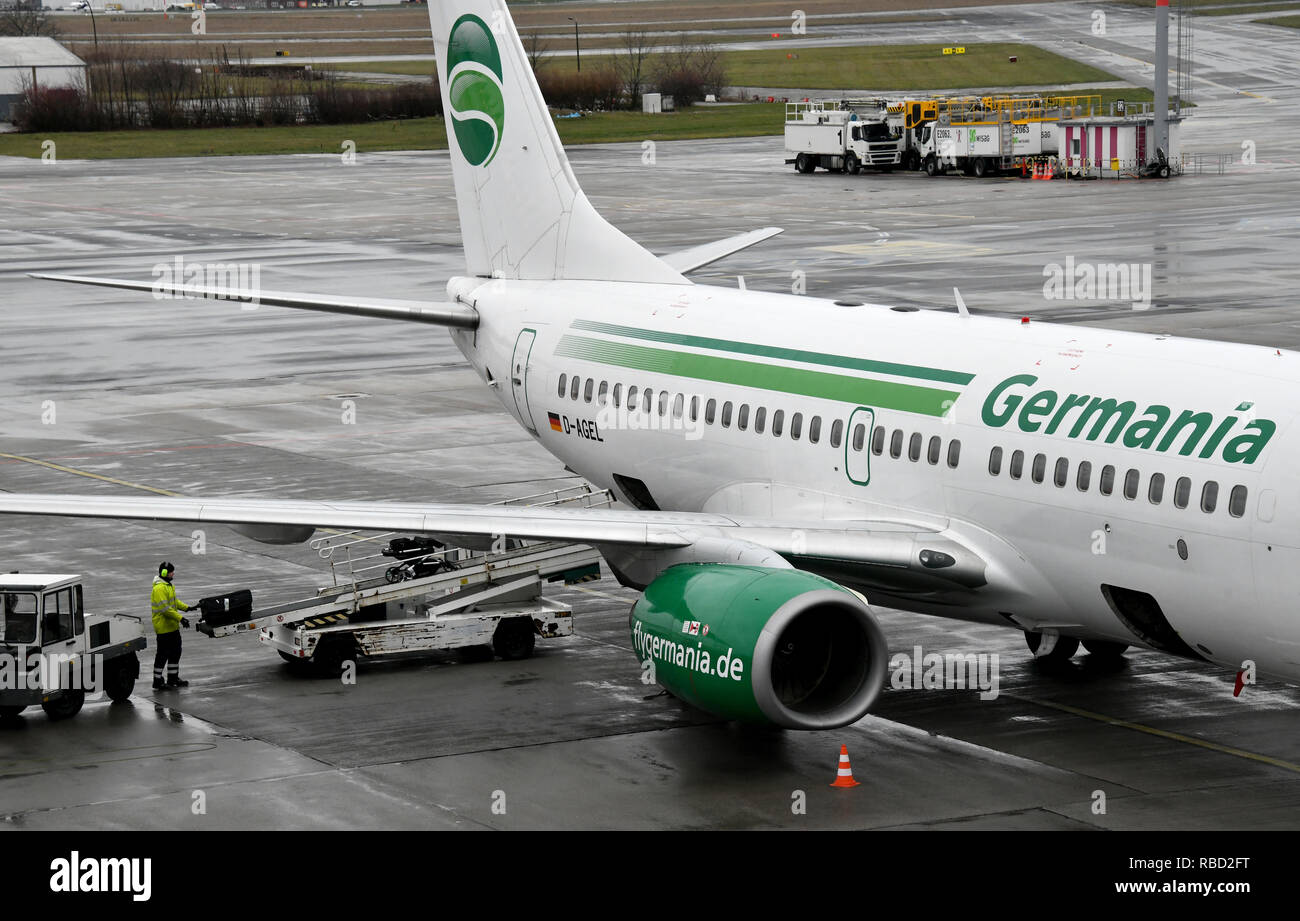 09 January 2019, Brandenburg, Schönefeld: Germania flight ST 3612 to ...
