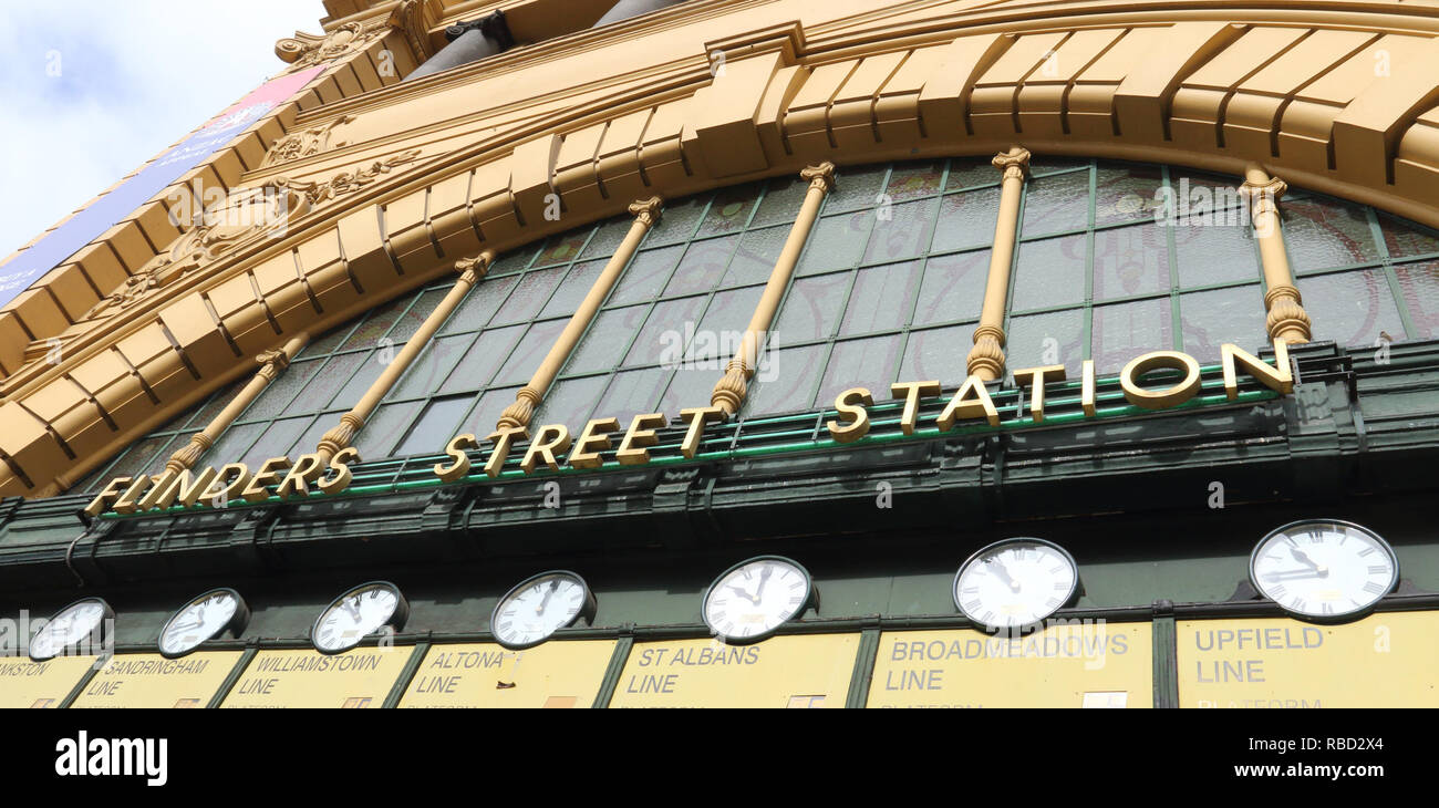 Flinders street station sign hi-res stock photography and images - Alamy