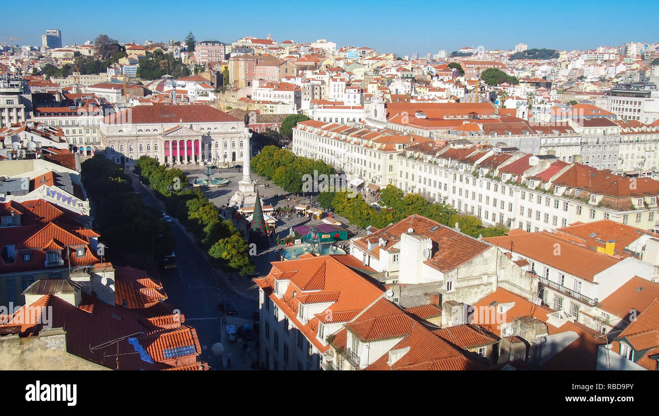 Skyline view rossio square hi-res stock photography and images - Alamy