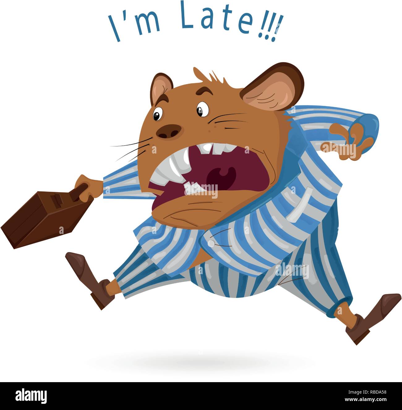 Big Boss mouse late for work Vector cartoon character. Angry worker ...