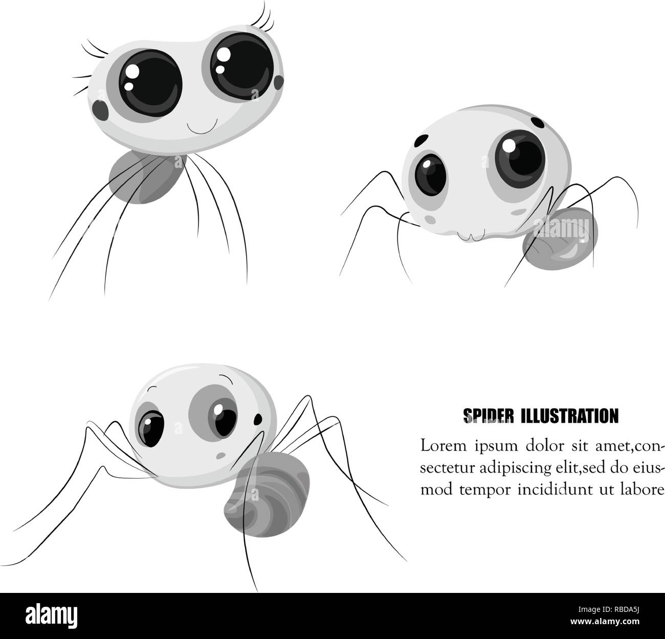 Cute Spider Cartoon Black And White