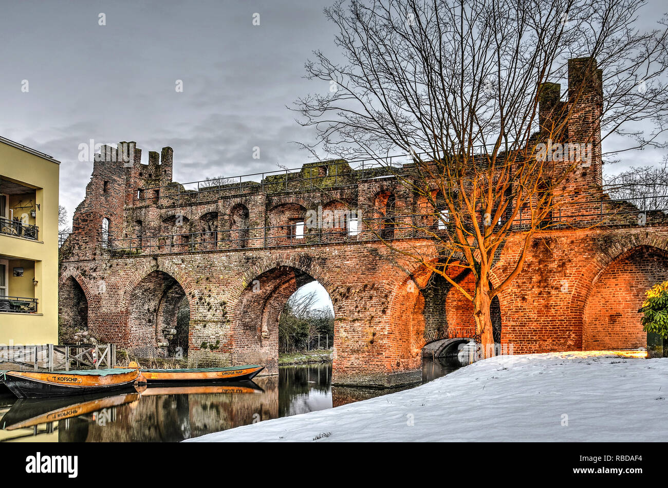Zutphen, The Netherlands, Januari 15, 2017: the water gate across the ...