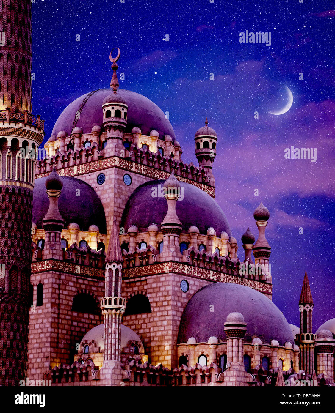 Islamic background with The Al Sahaba Mosque in Sharm El Sheikh against ...