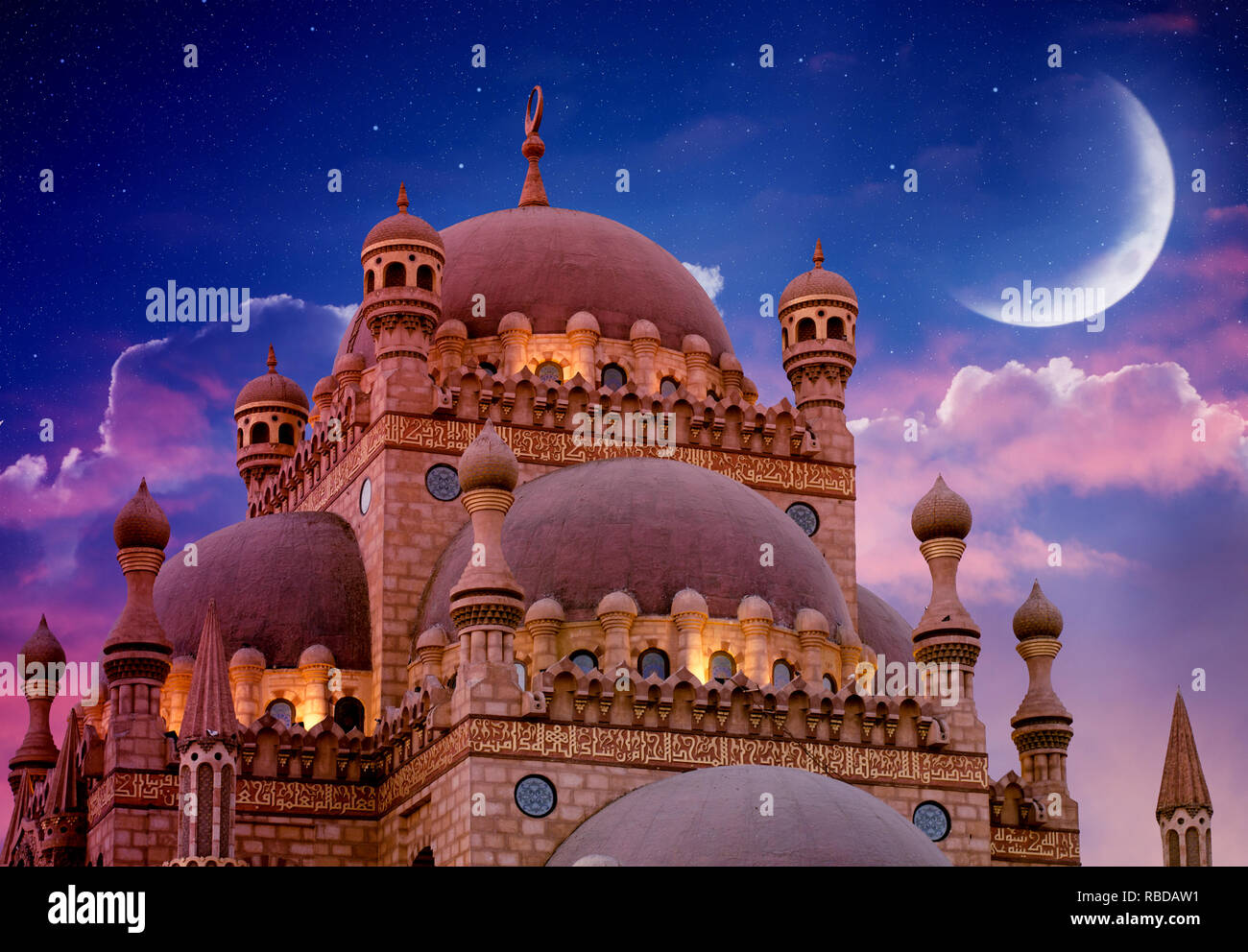 Islamic background with The Al Sahaba Mosque in Sharm El Sheikh against ...