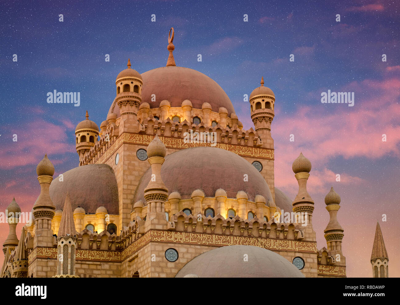 Islamic background with The Al Sahaba Mosque in Sharm El Sheikh against ...