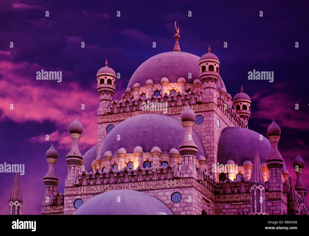 Islamic background with The Al Sahaba Mosque in Sharm El Sheikh against ...