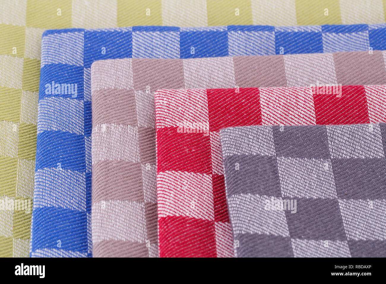 Colorful kitchen towels closeup picture Stock Photo - Alamy