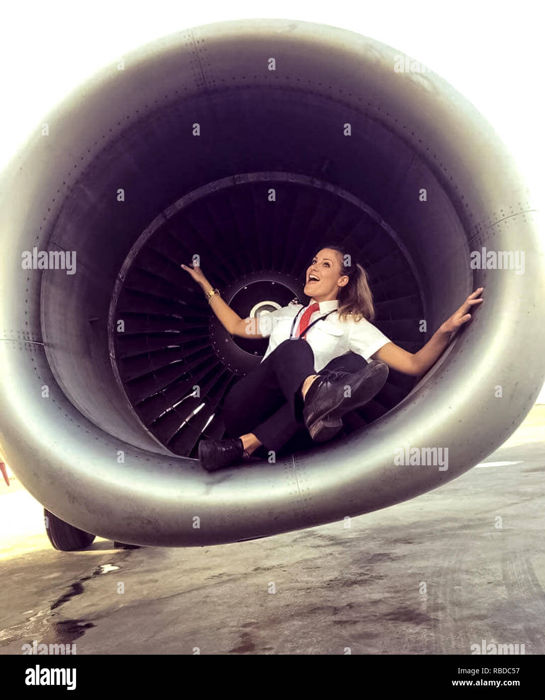 checking out the space in the CFM56-3 engine. MEET the stunning pilot ...