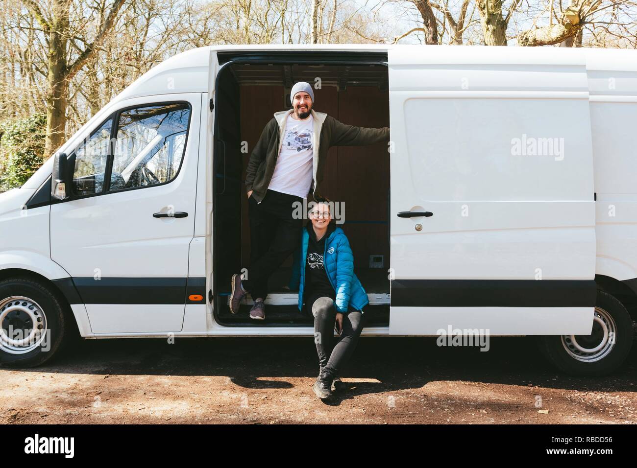 Theo and Bee in their VW van. MEET the British couple who have been ...