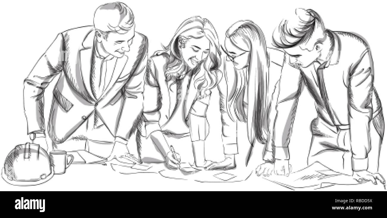 Designers team having a meeting Vector. Project teamwork. Storyboard ...