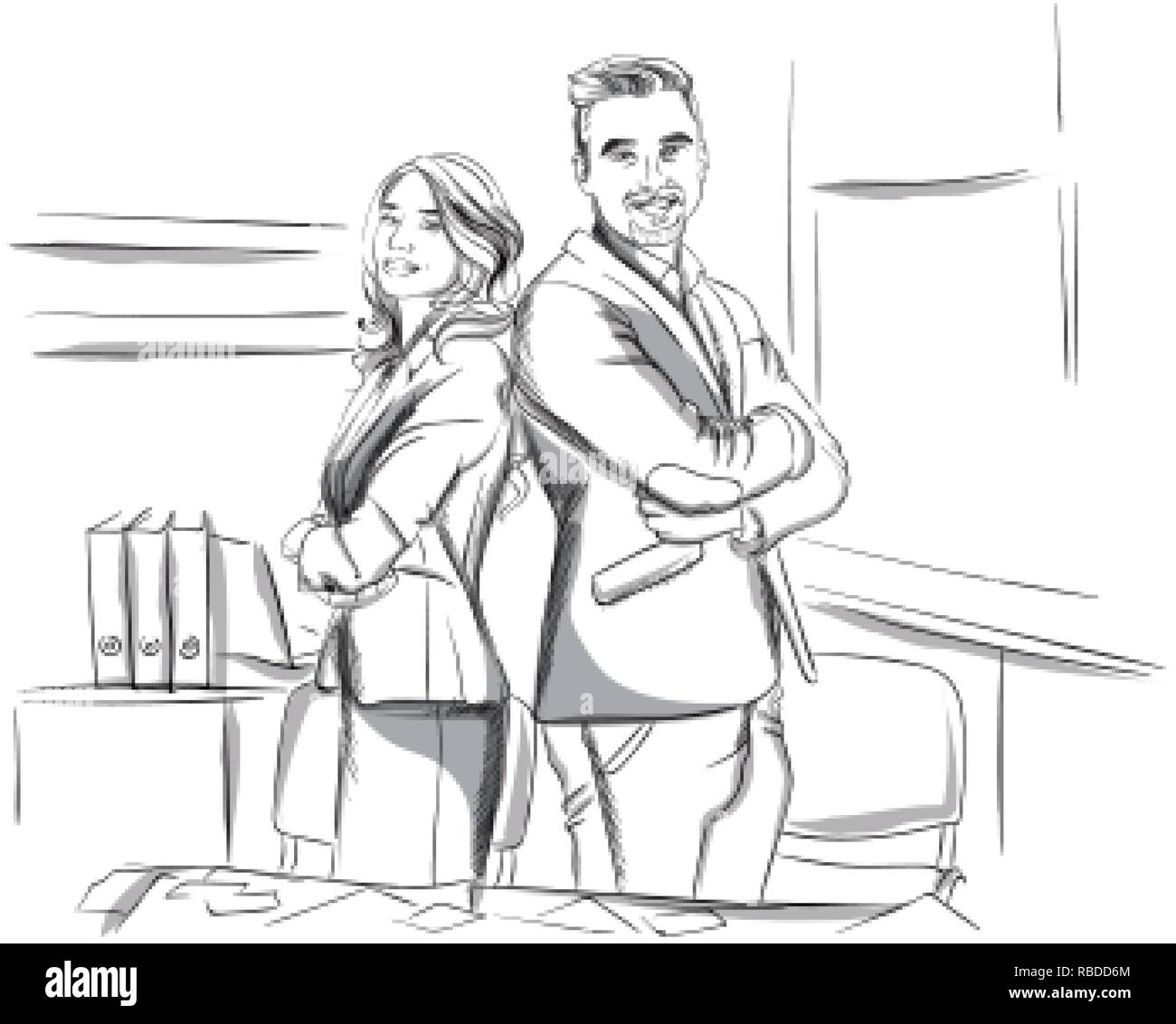 Two Business People Standing Together Stock Vector Images Alamy