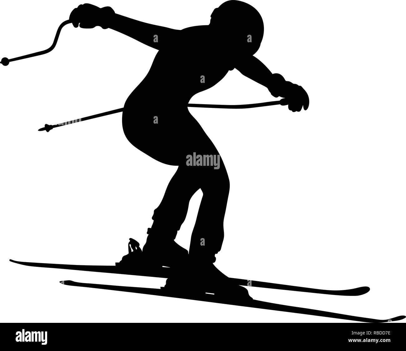 alpine skiing men jump downhill black silhouette Stock Vector Image ...