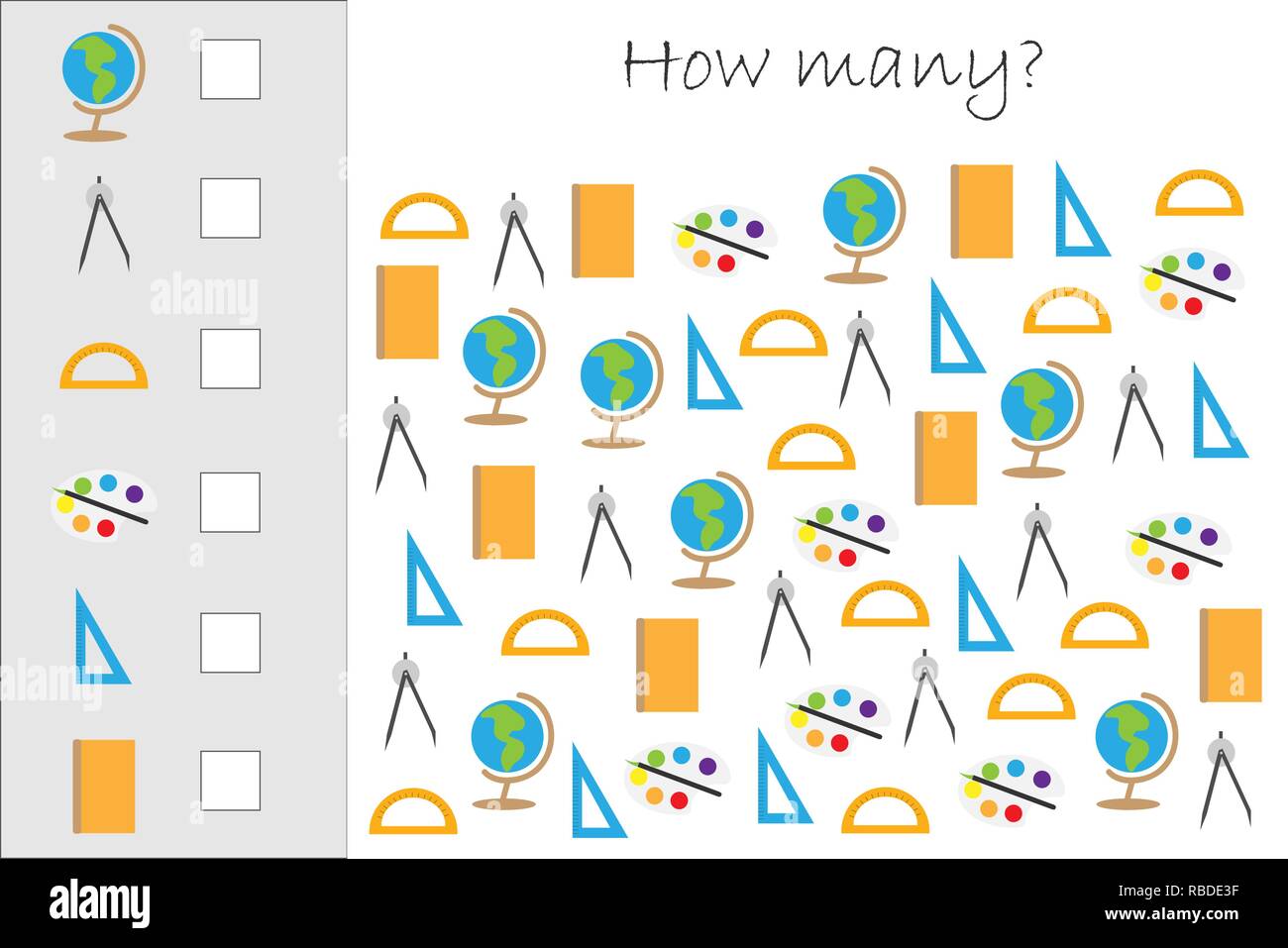 How many counting game with school pictures for kids, educational maths ...