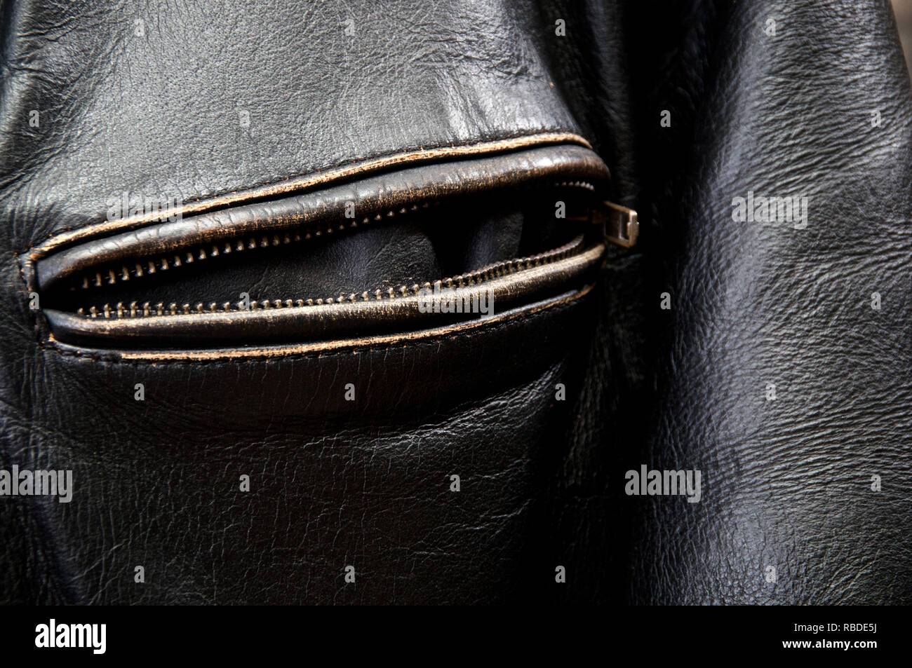Unzipped leather jacket hi-res stock photography and images - Alamy