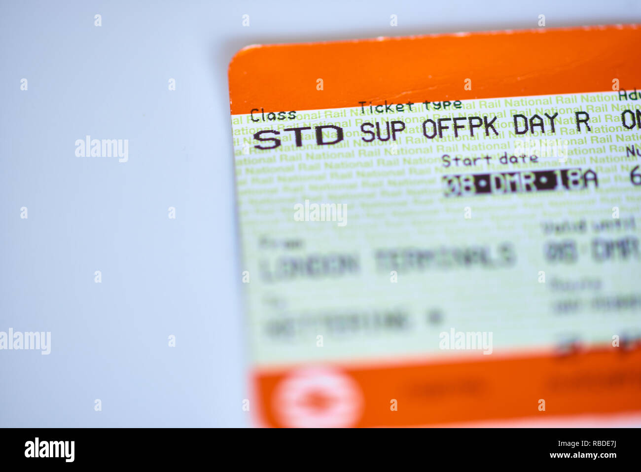 Standard class off peak day railway ticket Stock Photo - Alamy