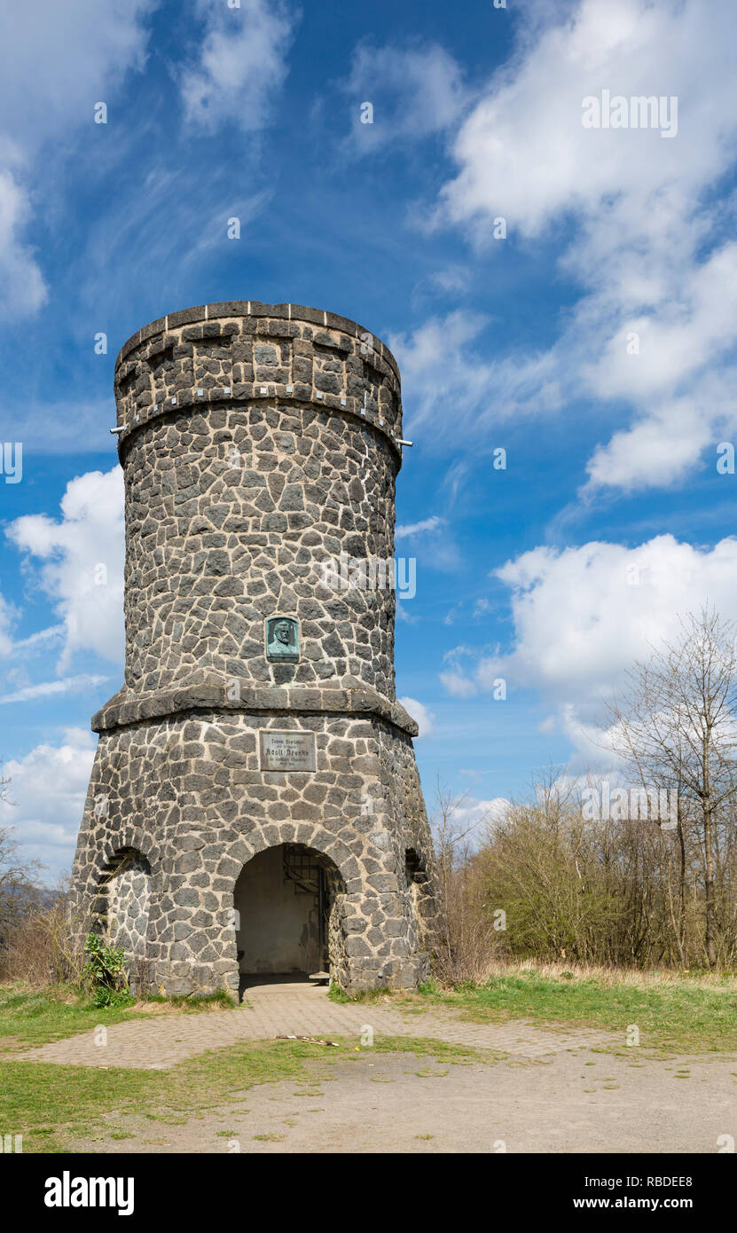 The Dronketurm on the crater rim of the Gemuendener Maar in Daun ...