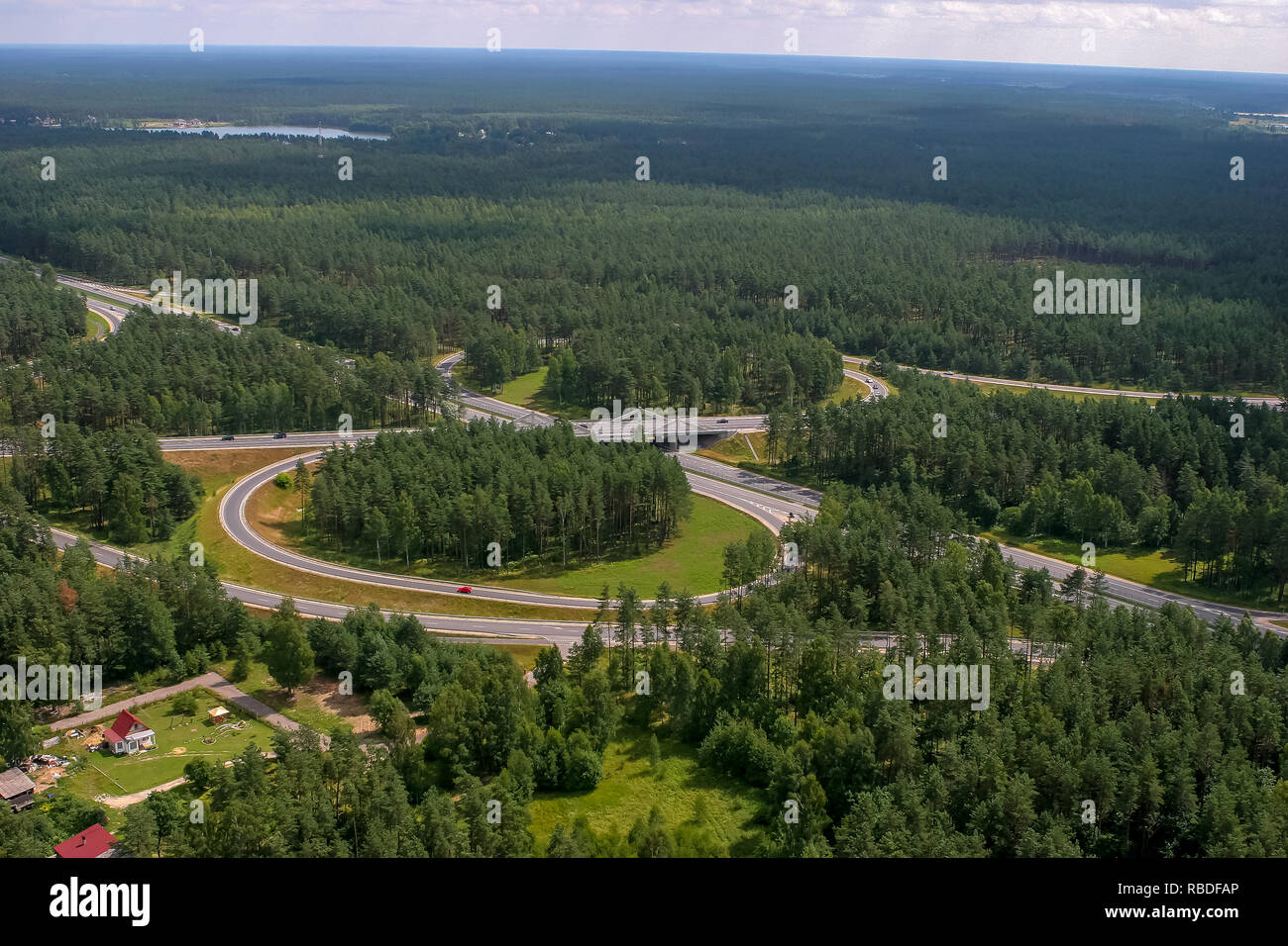 Aerial view of road in Latvia. Latvia from above Stock Photo - Alamy