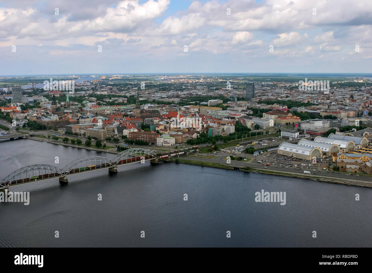 Aerial view of Riga city- capital of Latvia. Riga from air. Aerial view ...
