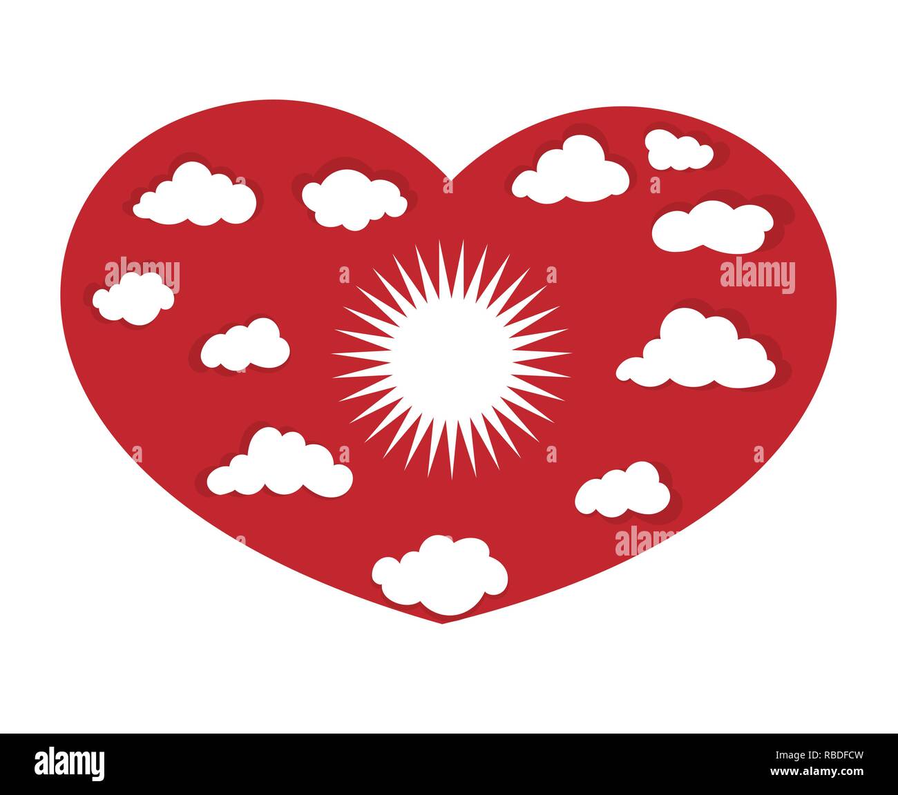 Heart with sun and clouds caring for nature concept Stock Vector Image ...