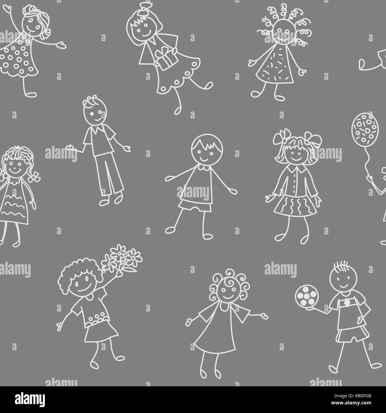 Seamless pattern smiling cheerful happy kids boys and girls white ...