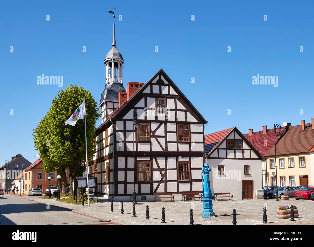 Town Hall in Nowe Warpno on a sunny day, Poland Stock Photo - Alamy