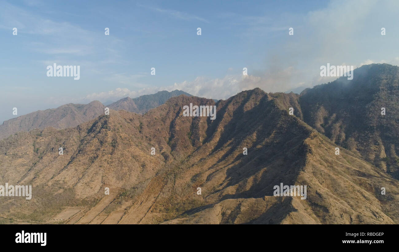aerial view mountain landscape mountain range with high cliffs in ...
