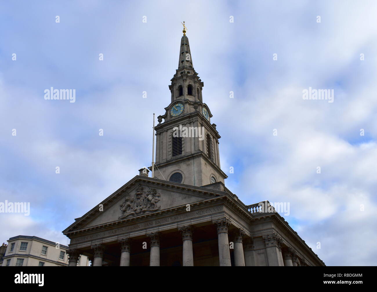 St Martin in the Fields church from Trafalgar Square. Neoclassical ...