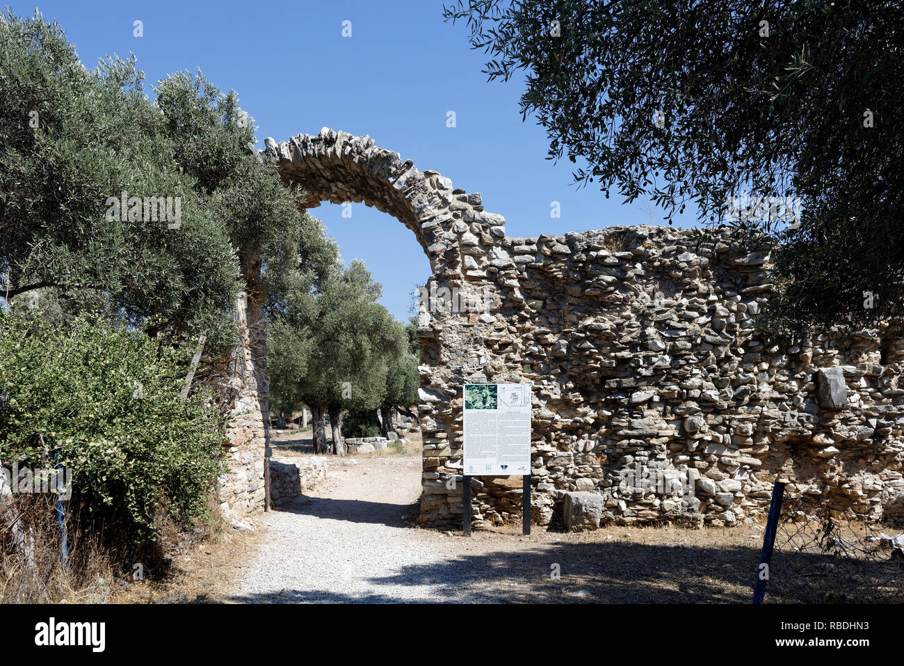 Entrance to the Agora, ancient Greek city of Iasos, Turkey Stock Photo ...
