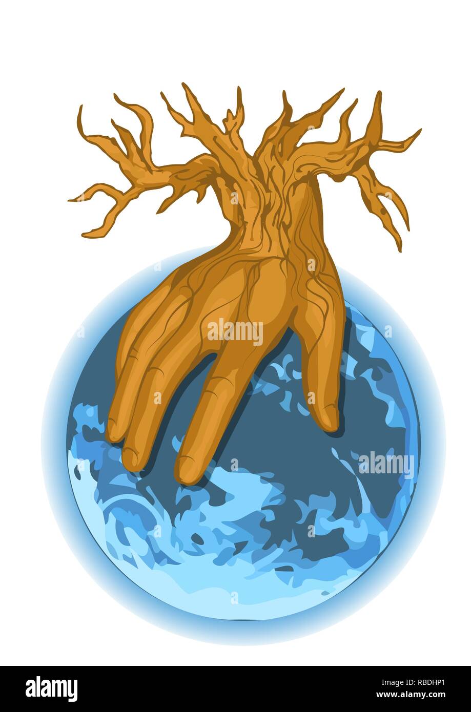hand as tree and earth on white background Stock Vector Image & Art - Alamy