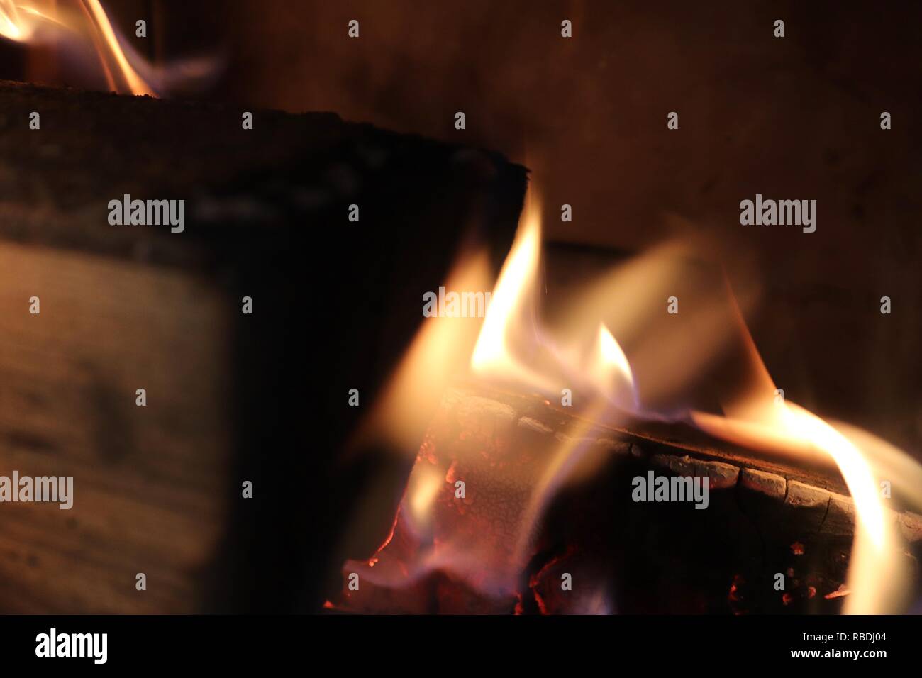 Beautiful hot fire burning in a fireplace Stock Photo - Alamy