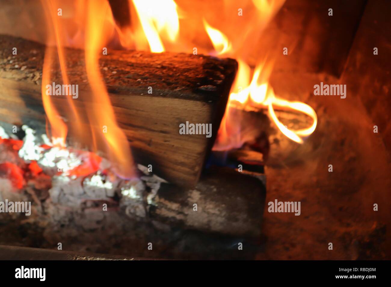 Beautiful hot fire burning in a fireplace Stock Photo - Alamy