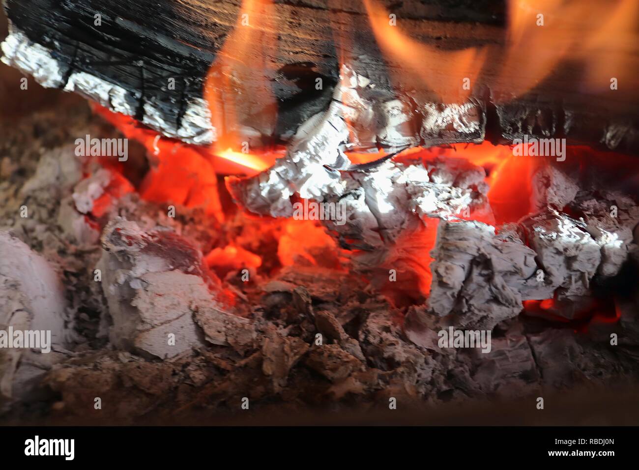 Beautiful hot fire burning in a fireplace Stock Photo - Alamy