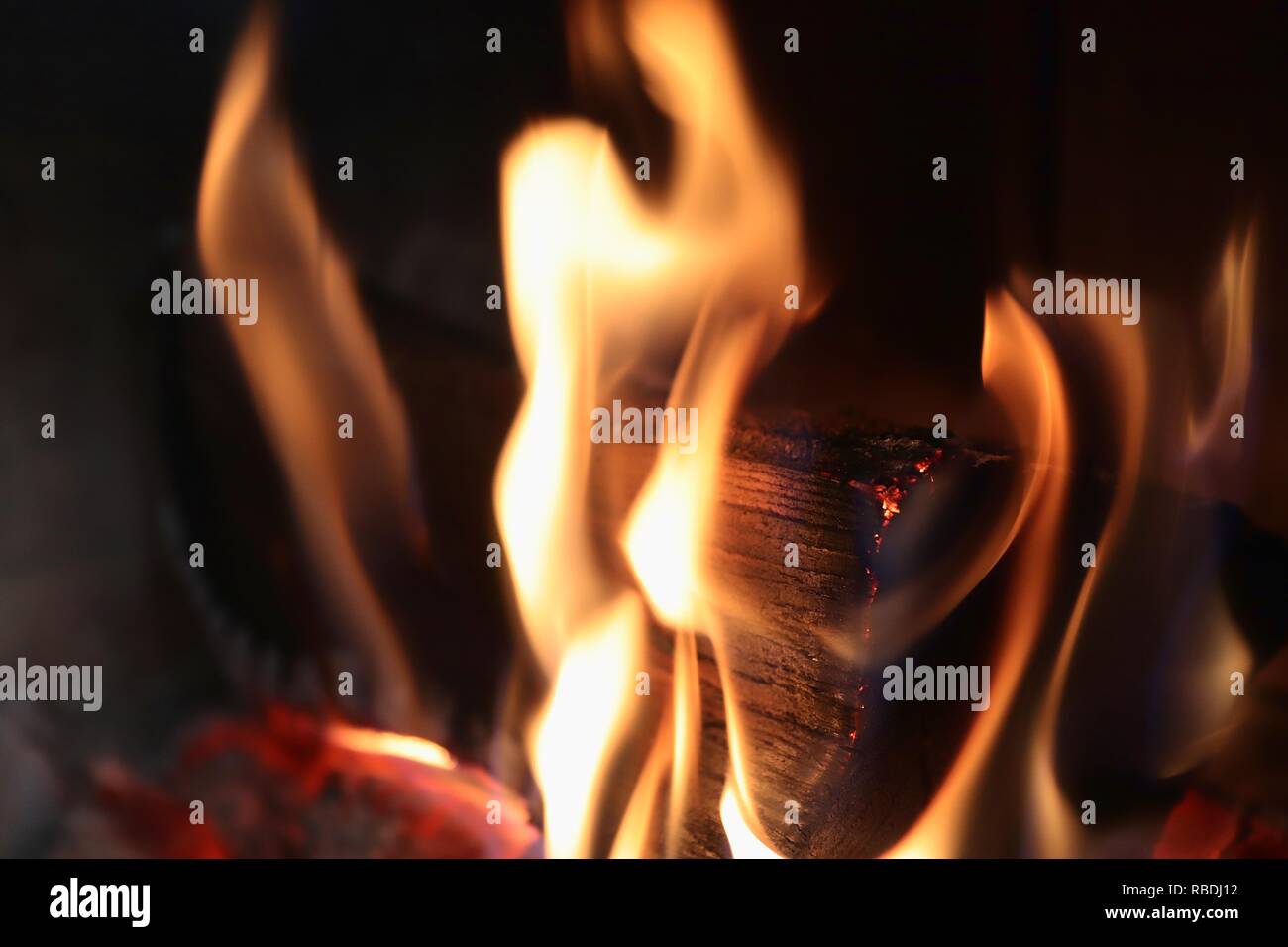 Beautiful hot fire burning in a fireplace Stock Photo - Alamy