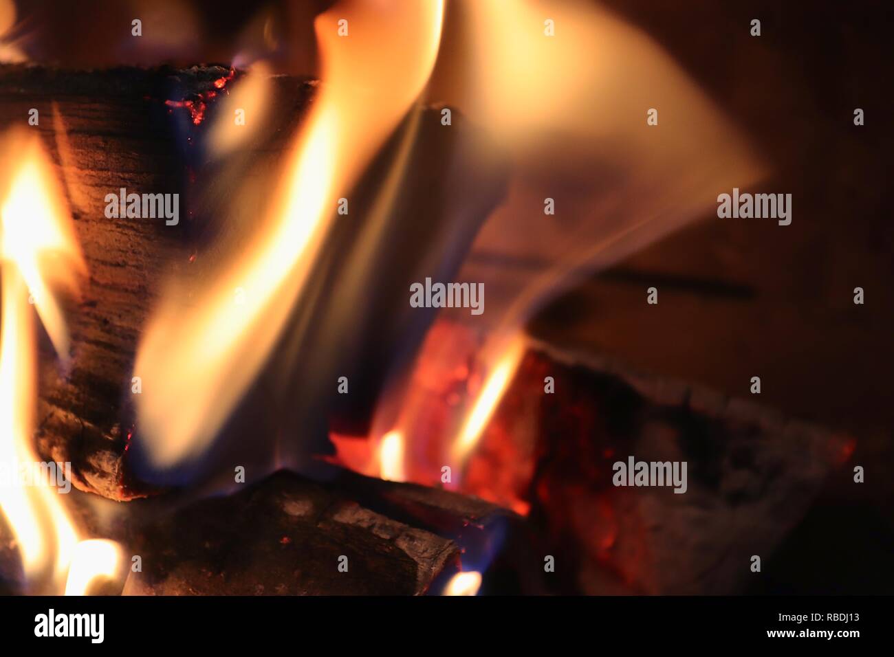 Beautiful hot fire burning in a fireplace Stock Photo - Alamy