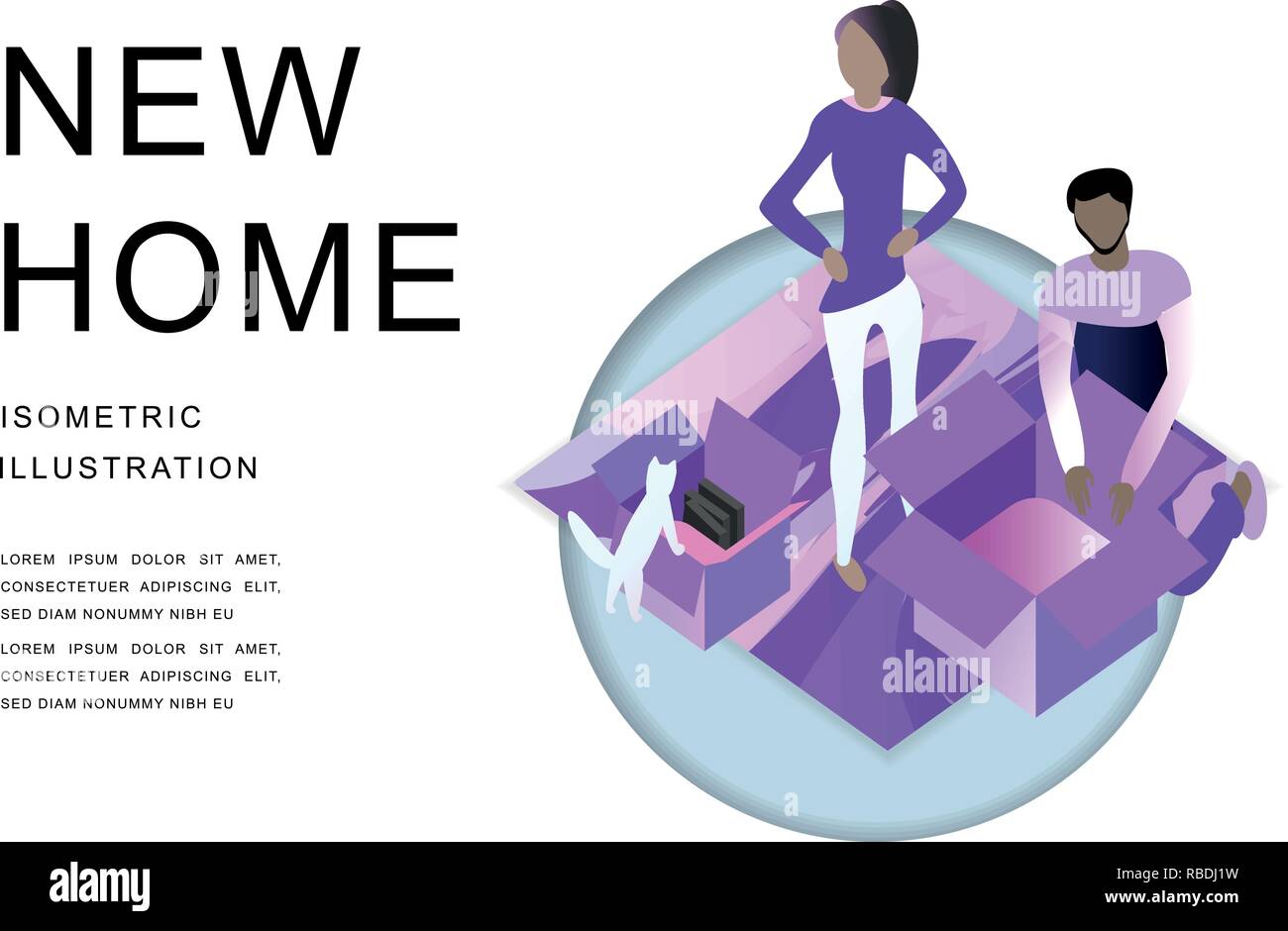 Family moving house boxes Stock Vector Images - Alamy