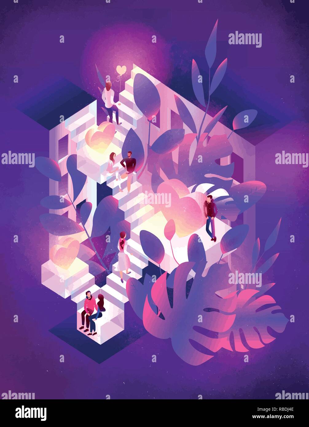 saint valentine's day. love. relationship isometric illustration Stock ...