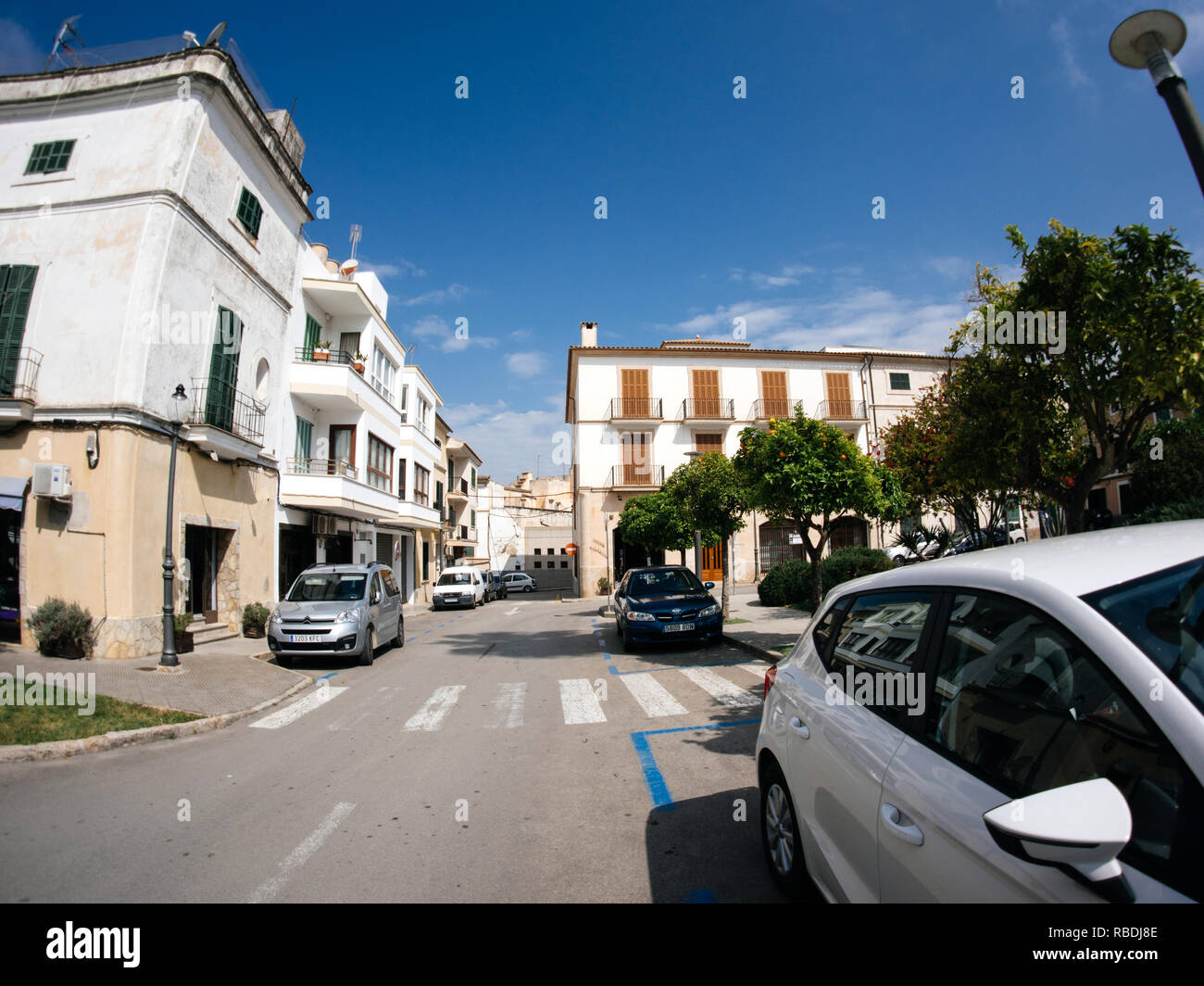 Spanish architecture on Placa Pax in Felanitx, Majorca, Spain Stock ...