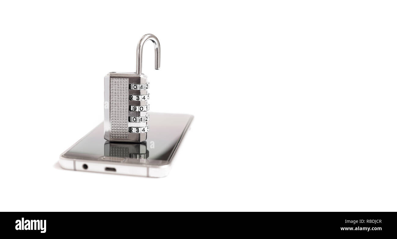 Cyber security concept, lock on phone screen Stock Photo - Alamy