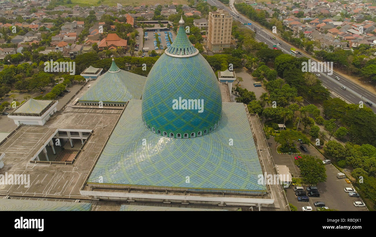 aerial view mosque in Indonesia Al Akbar in Surabaya, Indonesia ...