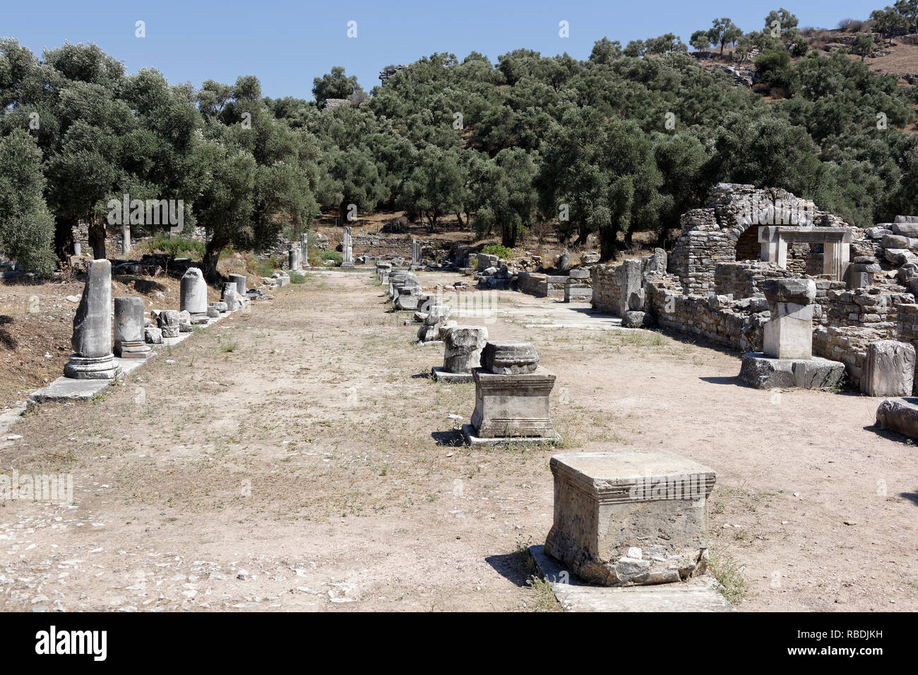 View along the South Stoa of the Agora, ancient Greek city of Iasos ...