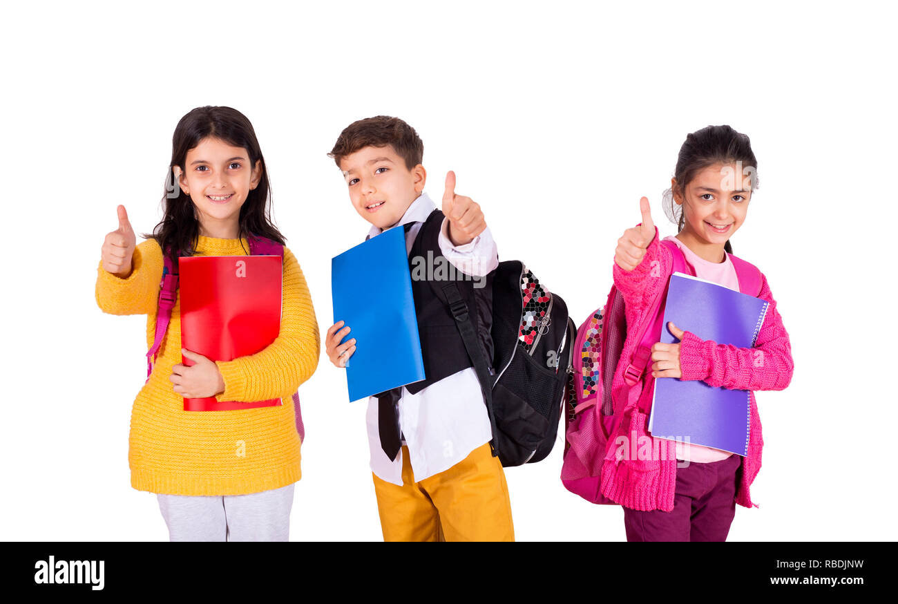 three students is doing like sign Stock Photo - Alamy