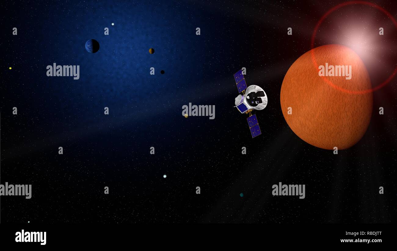 Transiting Exoplanet Survey Satellite TESS space telescope traveling ...