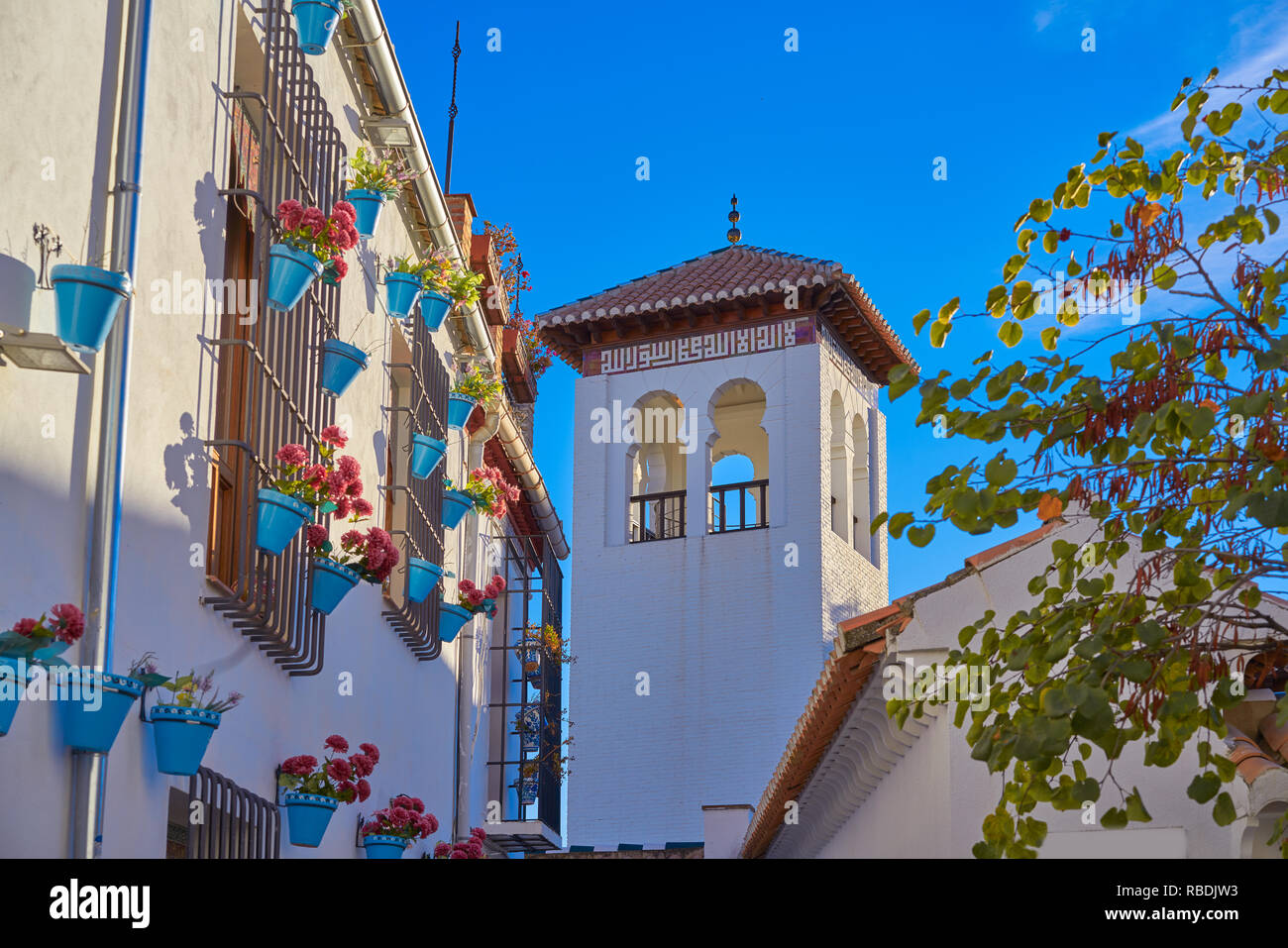 Major Mezquita mosque of Granada in Albaicin of Andalusia spain Stock ...