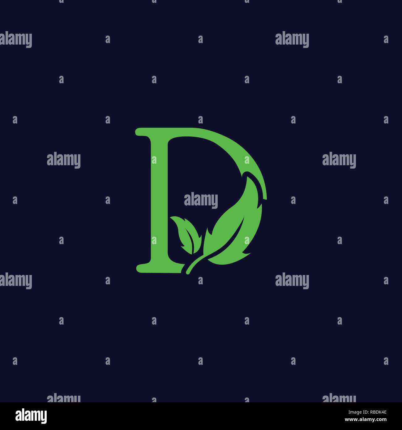 letter d leaf nature, eco green logo template vector illustration Stock ...