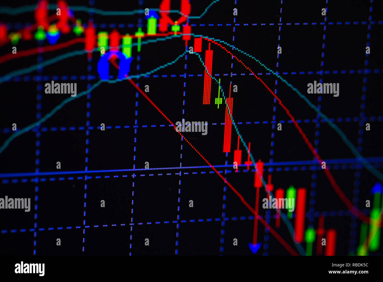 Candle stick graph chart with indicator showing bullish point or ...