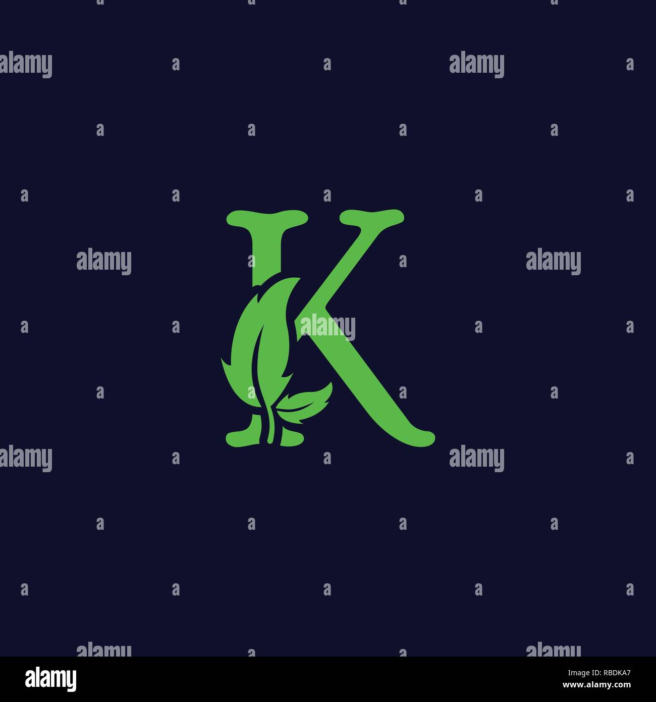 letter k leaf nature, eco green logo template vector illustration Stock ...