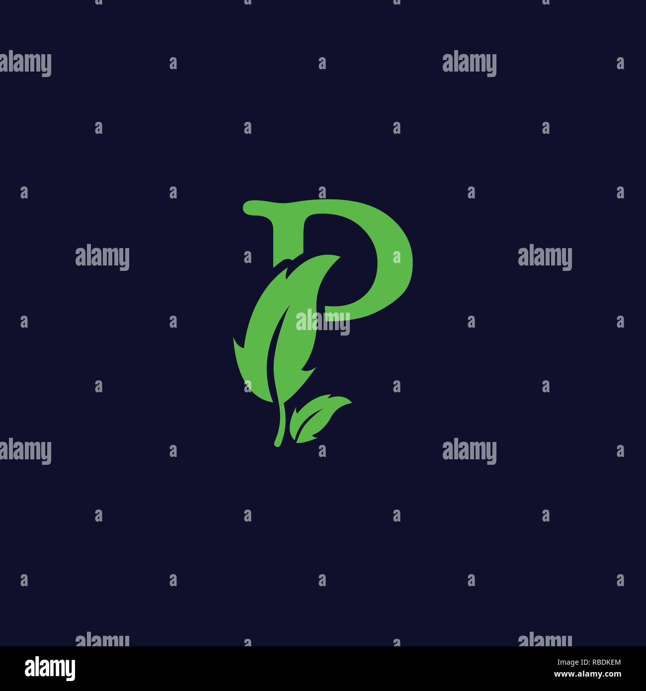 letter p leaf nature, eco green logo template vector illustration Stock ...